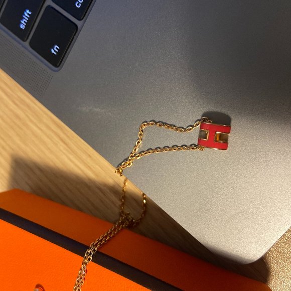 Hermes | Jewelry | Hermes Lacquered Rose Gold Mini Pop H Pendant ...